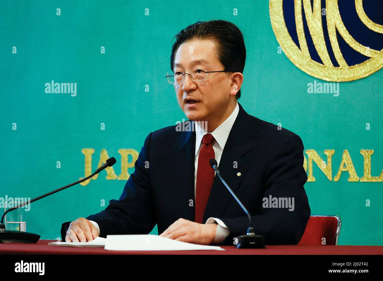 Tokyo, Japan. 16th Mar, 2022. Governor of Iwate Takuya Tasso speaks ...