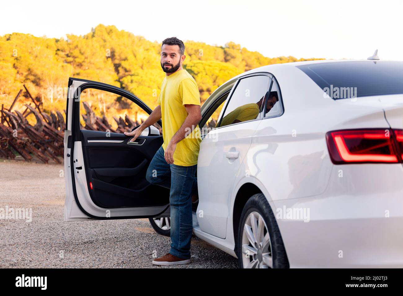 Getting out of car concept hi-res stock photography and images - Alamy