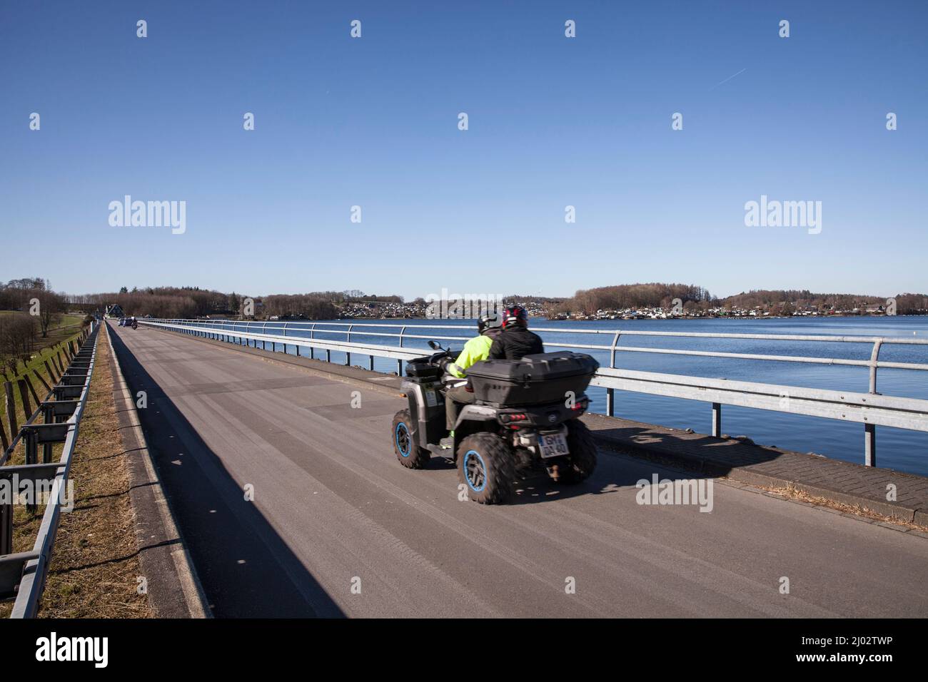 barrage of the Bevertal reservoir near Hueckeswagen in the Bergisches ...