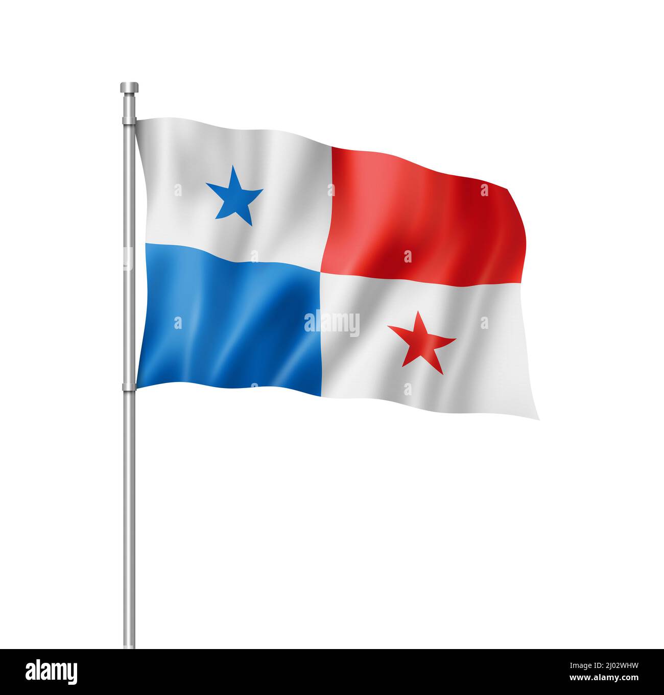 Panama flag, three dimensional render, isolated on white Stock Photo ...