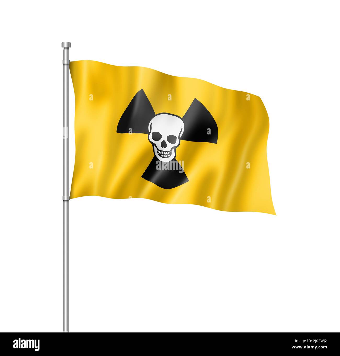 radioactive nuclear symbol death flag, three dimensional render ...