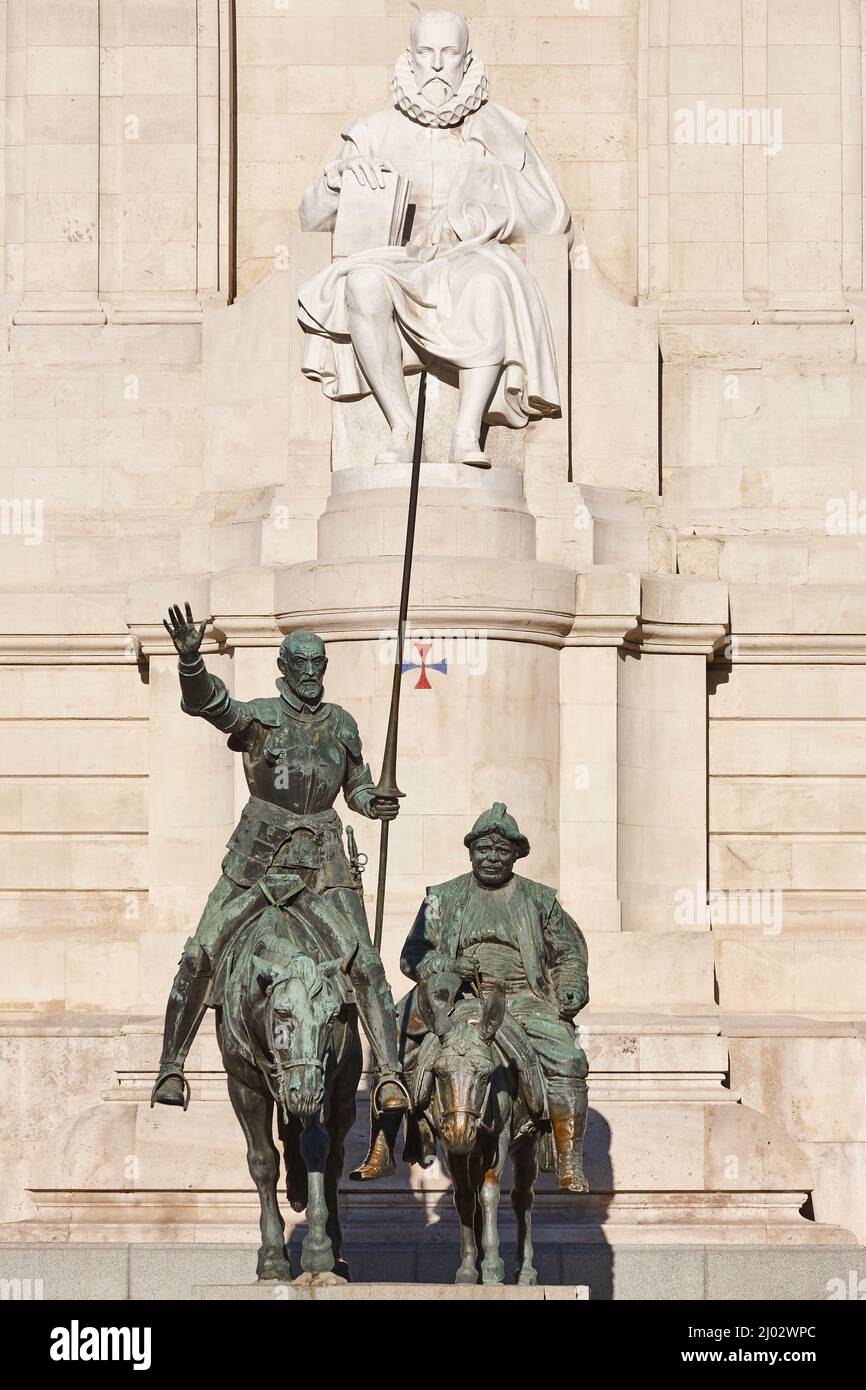 Miguel de Cervantes Don Quijote and Sancho Panza statue. Spain Stock ...