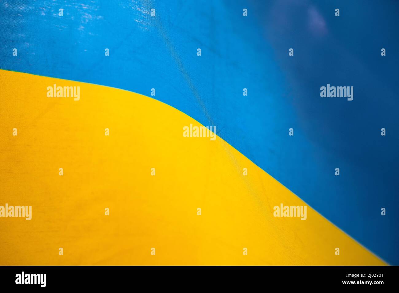 Flag of Ukraine, UA. Blue and yellow colors. Close up shot, background ...