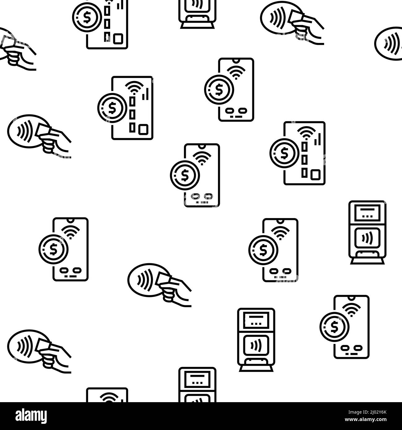 Contactless System Technology Vector Seamless Pattern Stock Vector ...