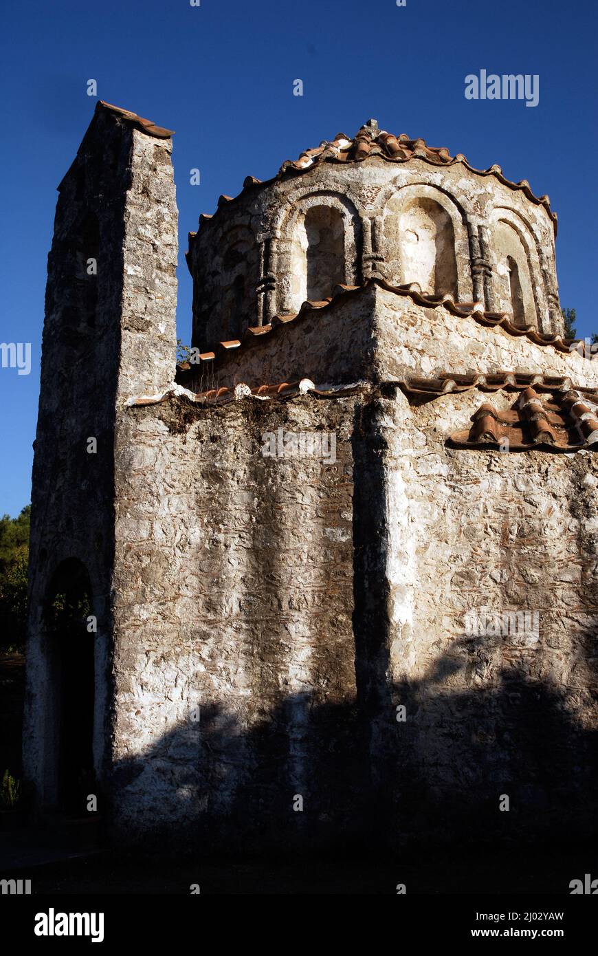 Greece Rhodes island Eleousa village and St Nicholas Foundouklis ...