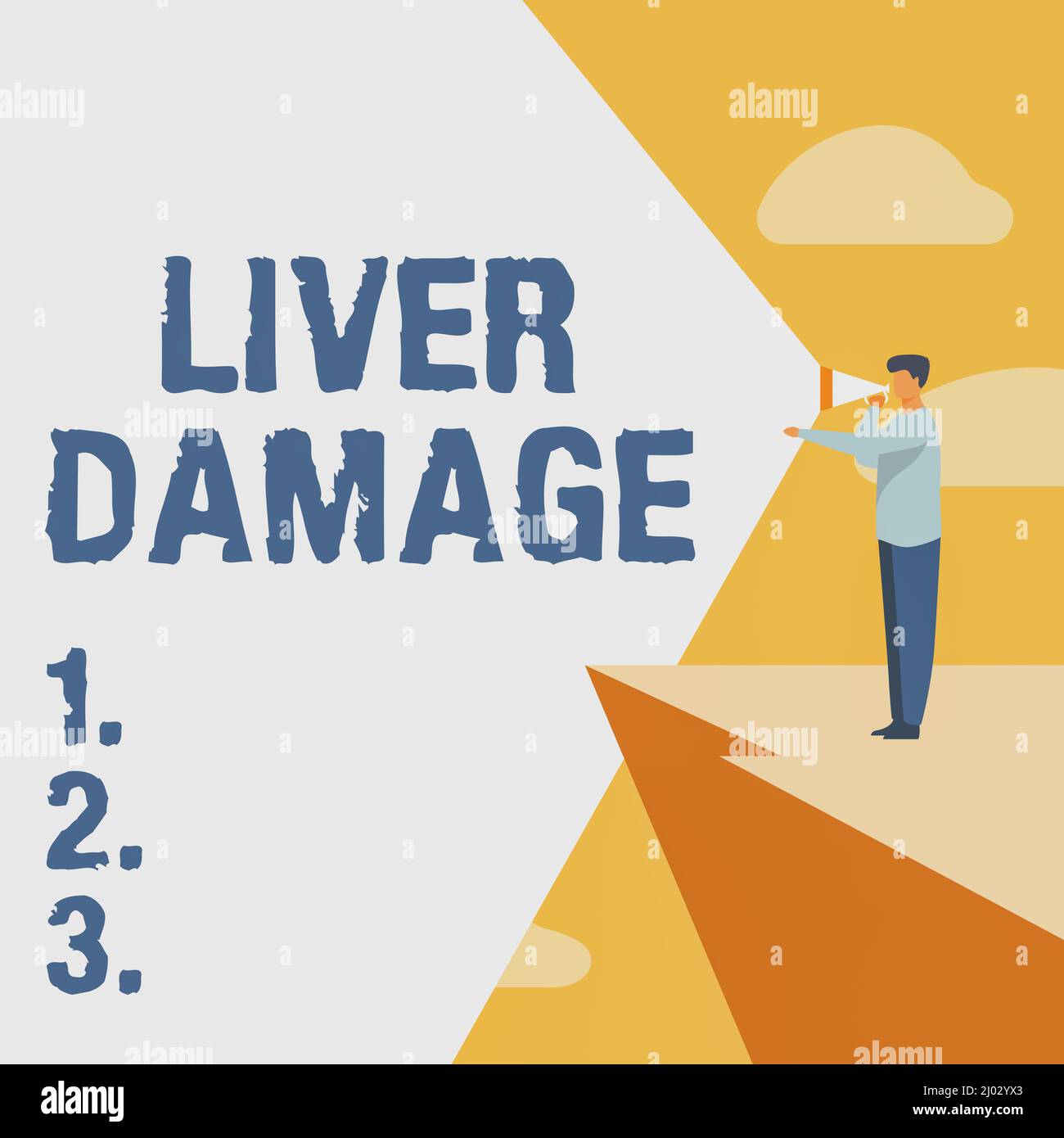 Text sign showing Liver Damage. Word Written on damage to the liver and ...