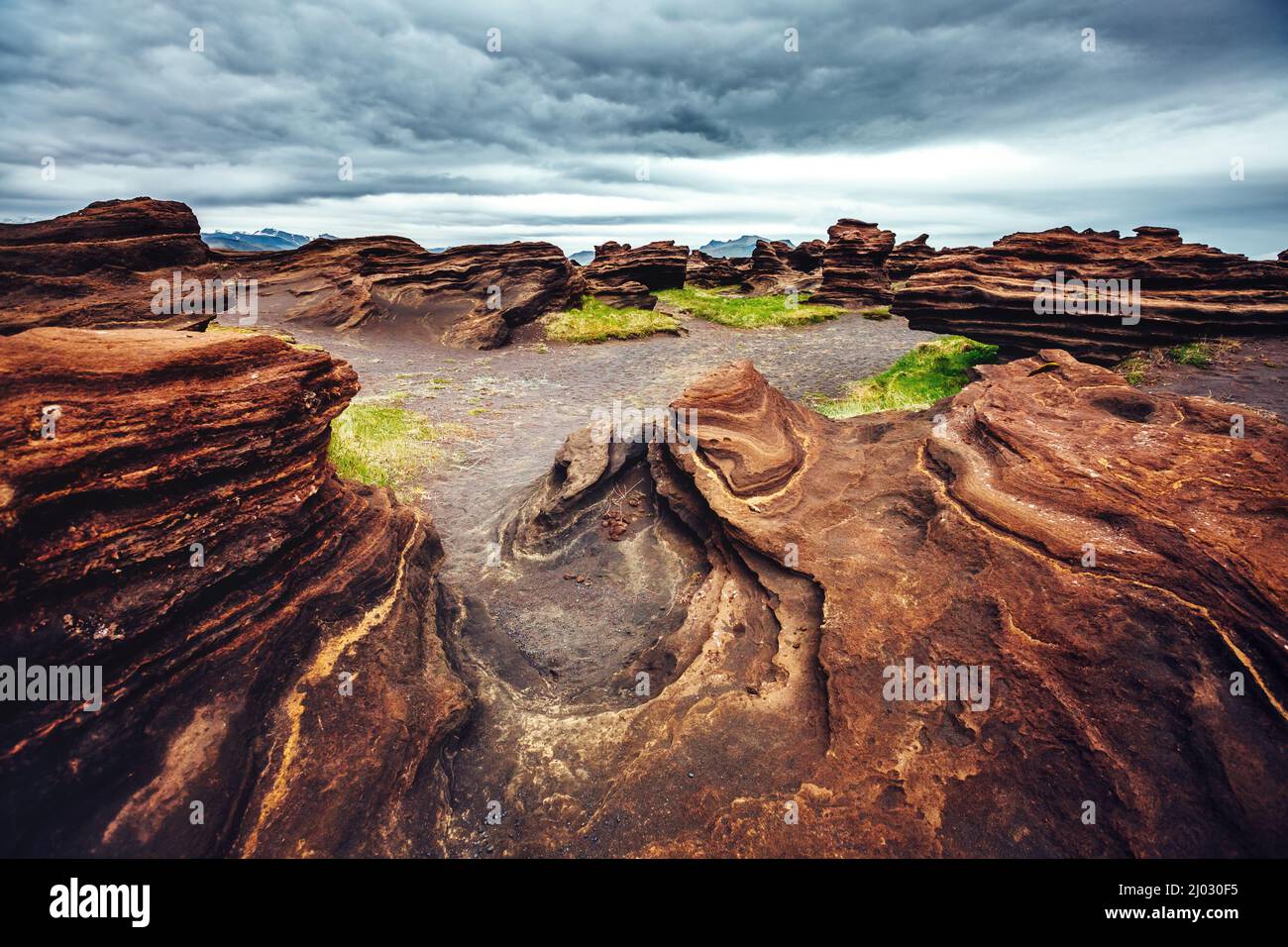 Sandy rocks with by magma formed by winds. Popular tourist attraction ...
