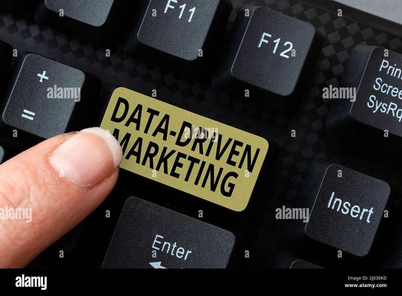 Hand writing sign Data driven Marketing. Business concept process by ...