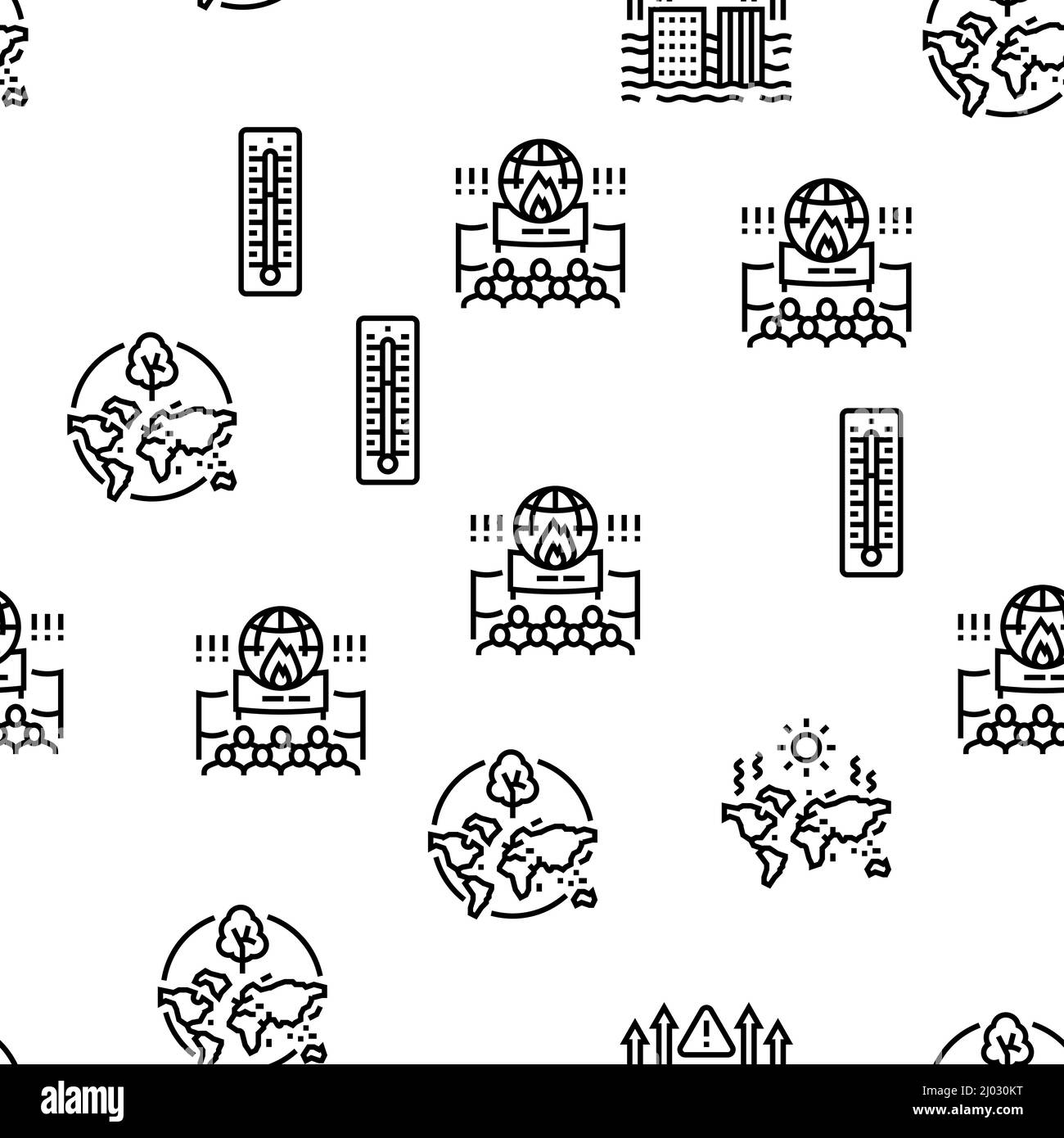 Climate Change And Environment Vector Seamless Pattern Stock Vector ...