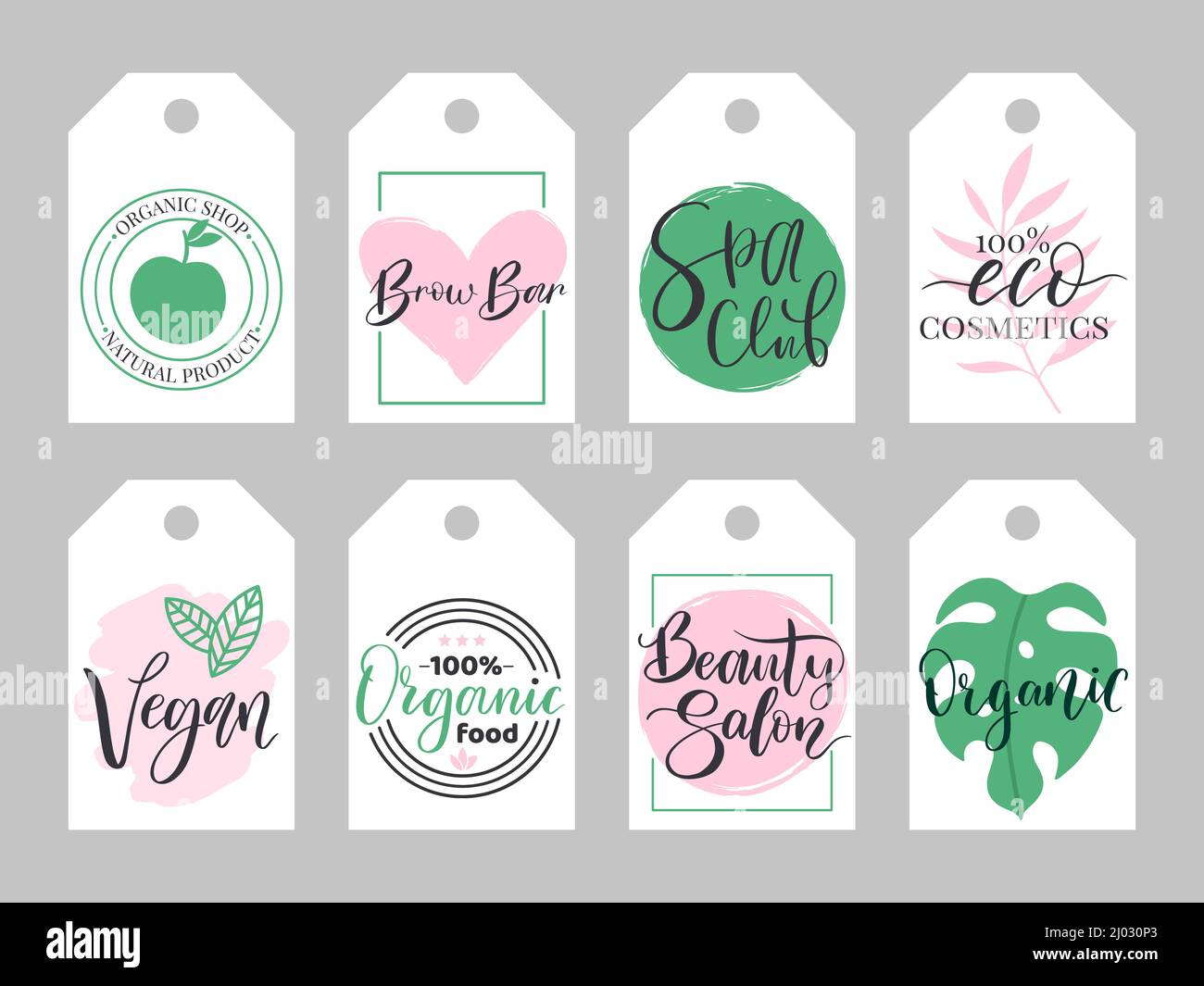 Wellness, health and beauty organic products labels. Spa, healthy yoga ...