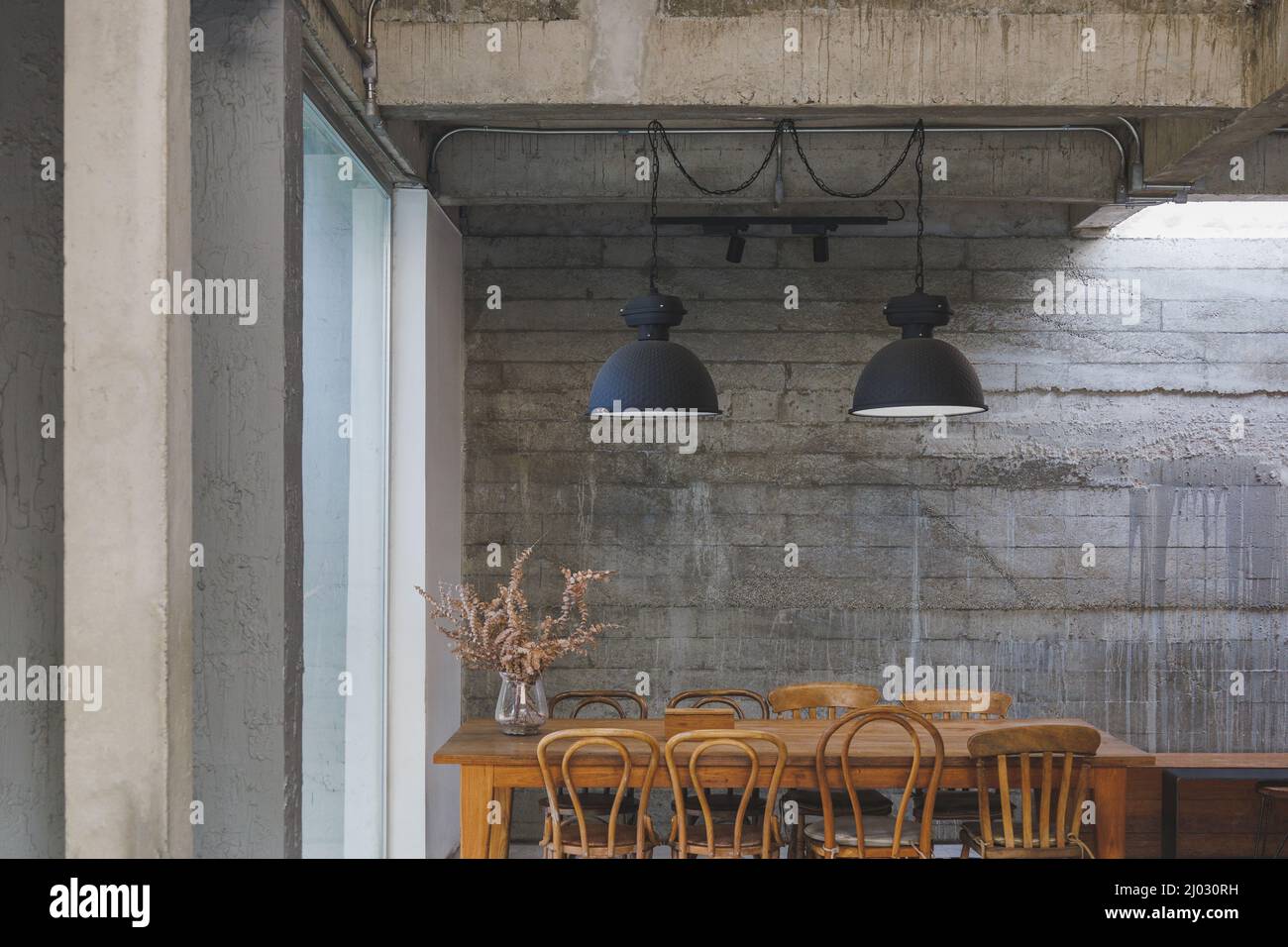 cafe interior Layout in a loft style in dark colors open space interior ...
