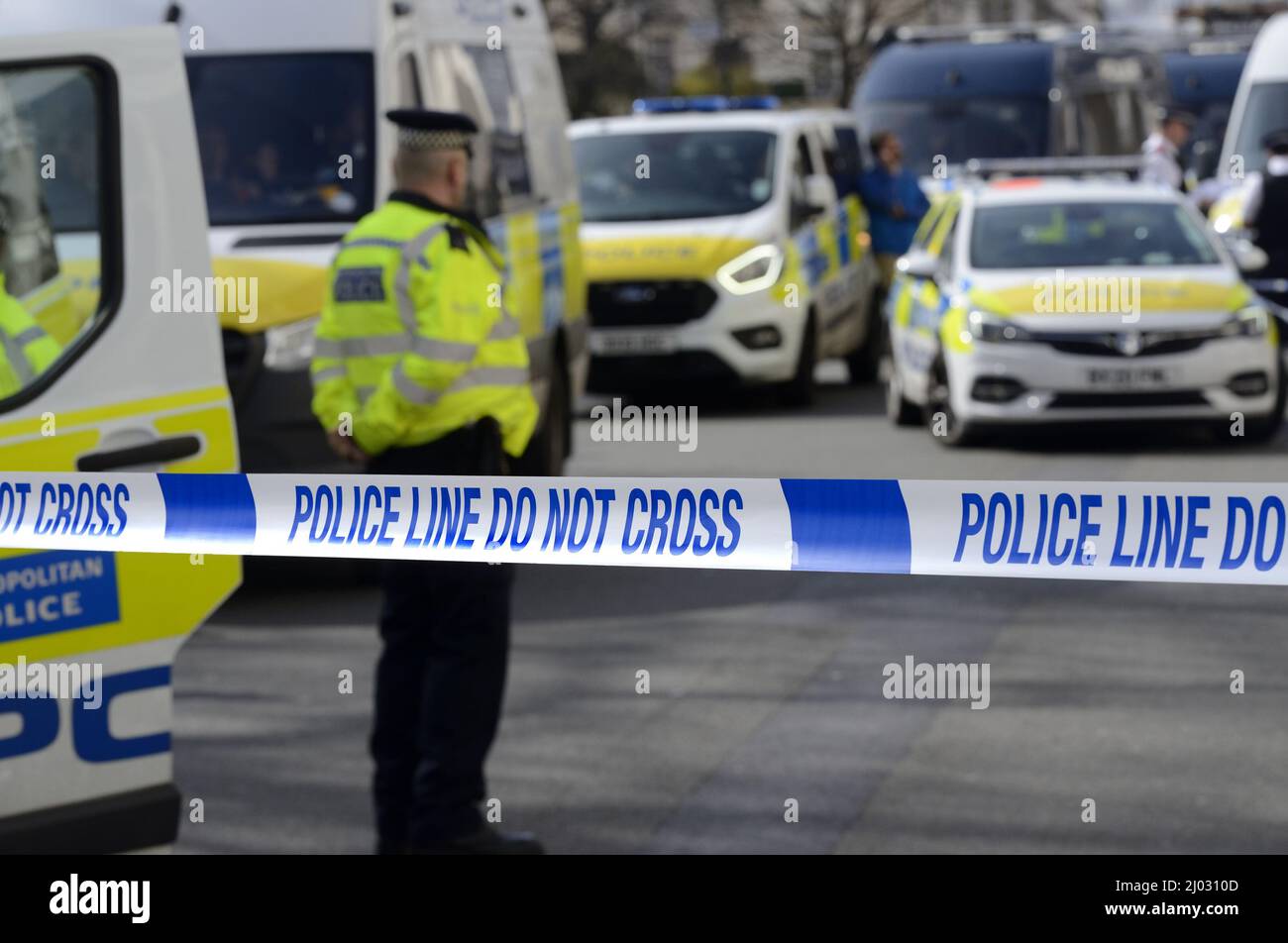 London, England, UK. Area cordoned off during a police operation in ...