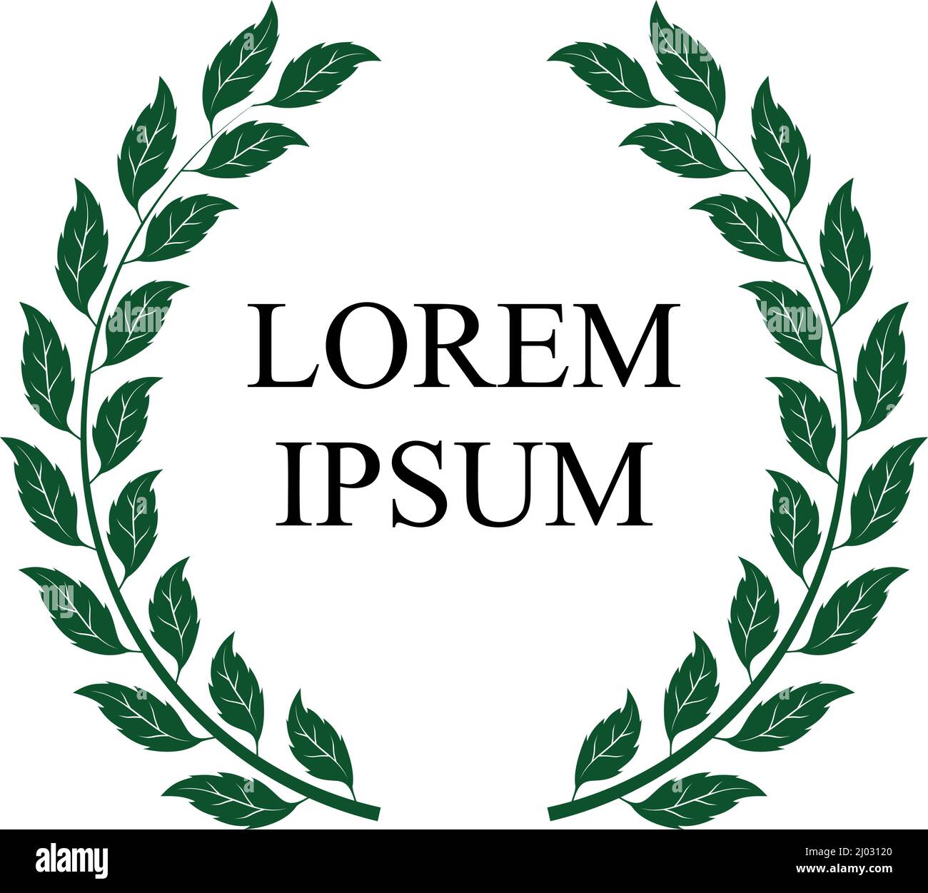 Laurel wreath vector with abstract jagged leaves in dark green. Left ...