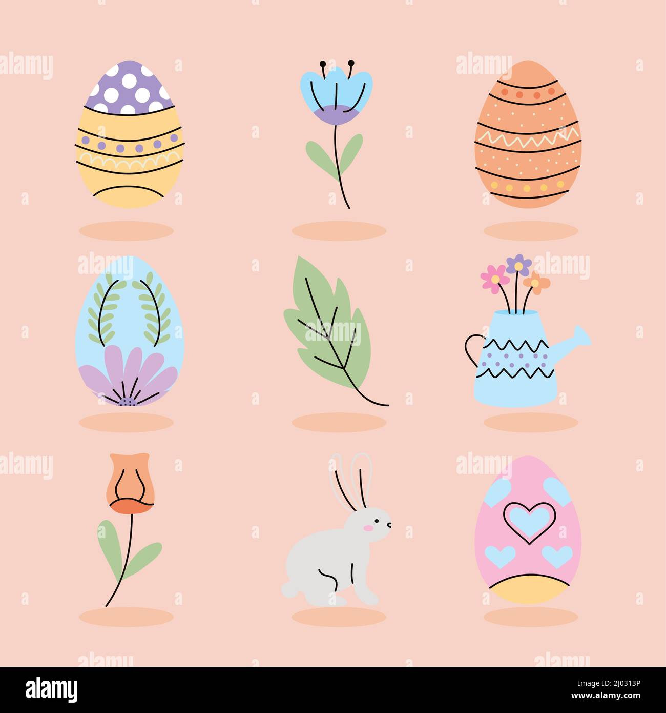 nine easter day set icons Stock Vector Image & Art - Alamy