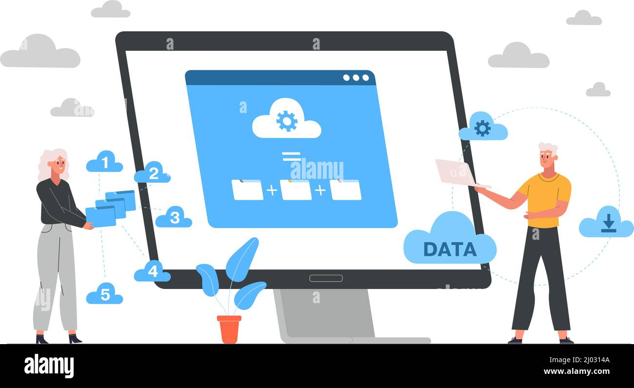 Online storage, cloud hosting, hardware platform technology concept ...