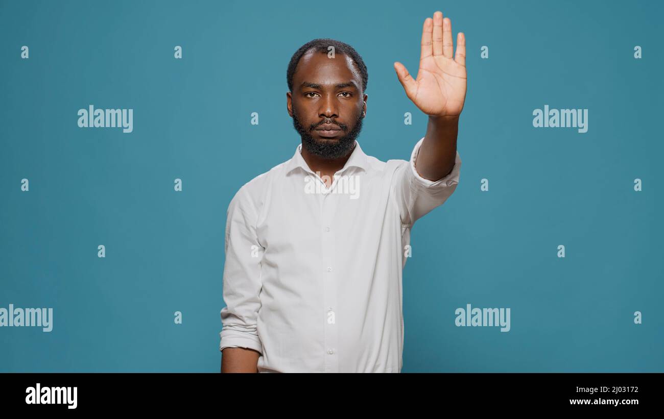 Denying young african man in hi-res stock photography and images - Alamy