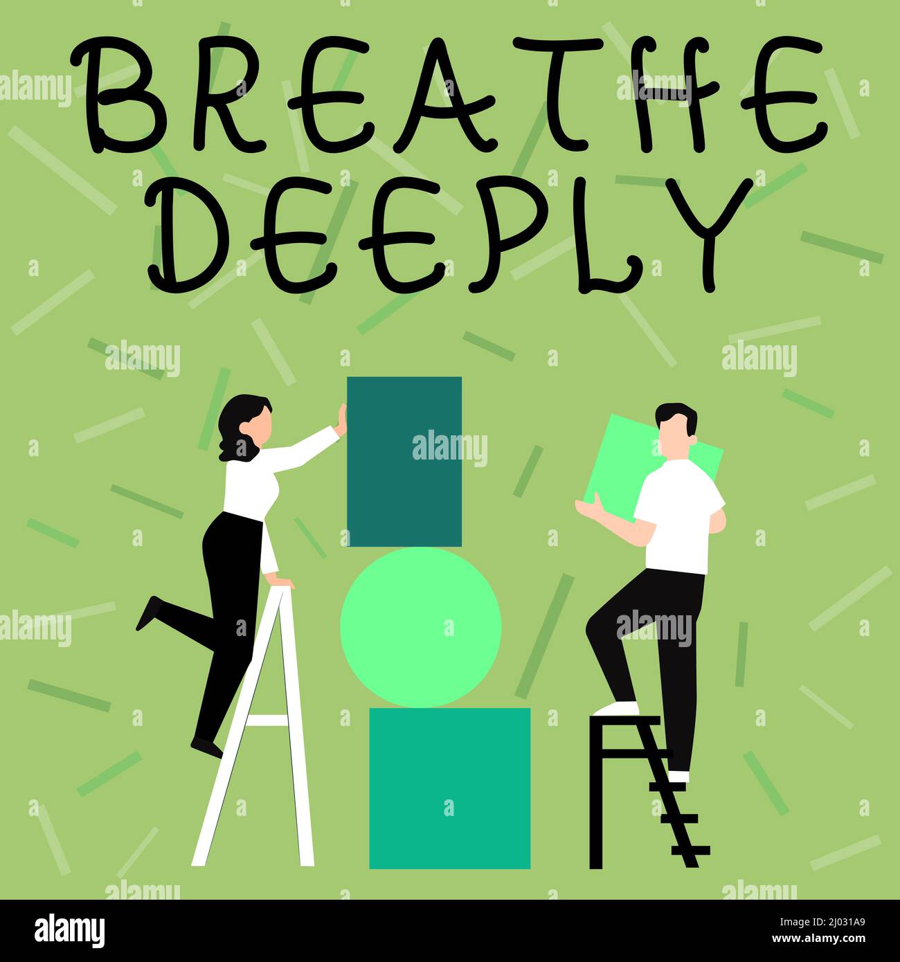 Hand writing sign Breathe Deeply. Business approach to take a large ...