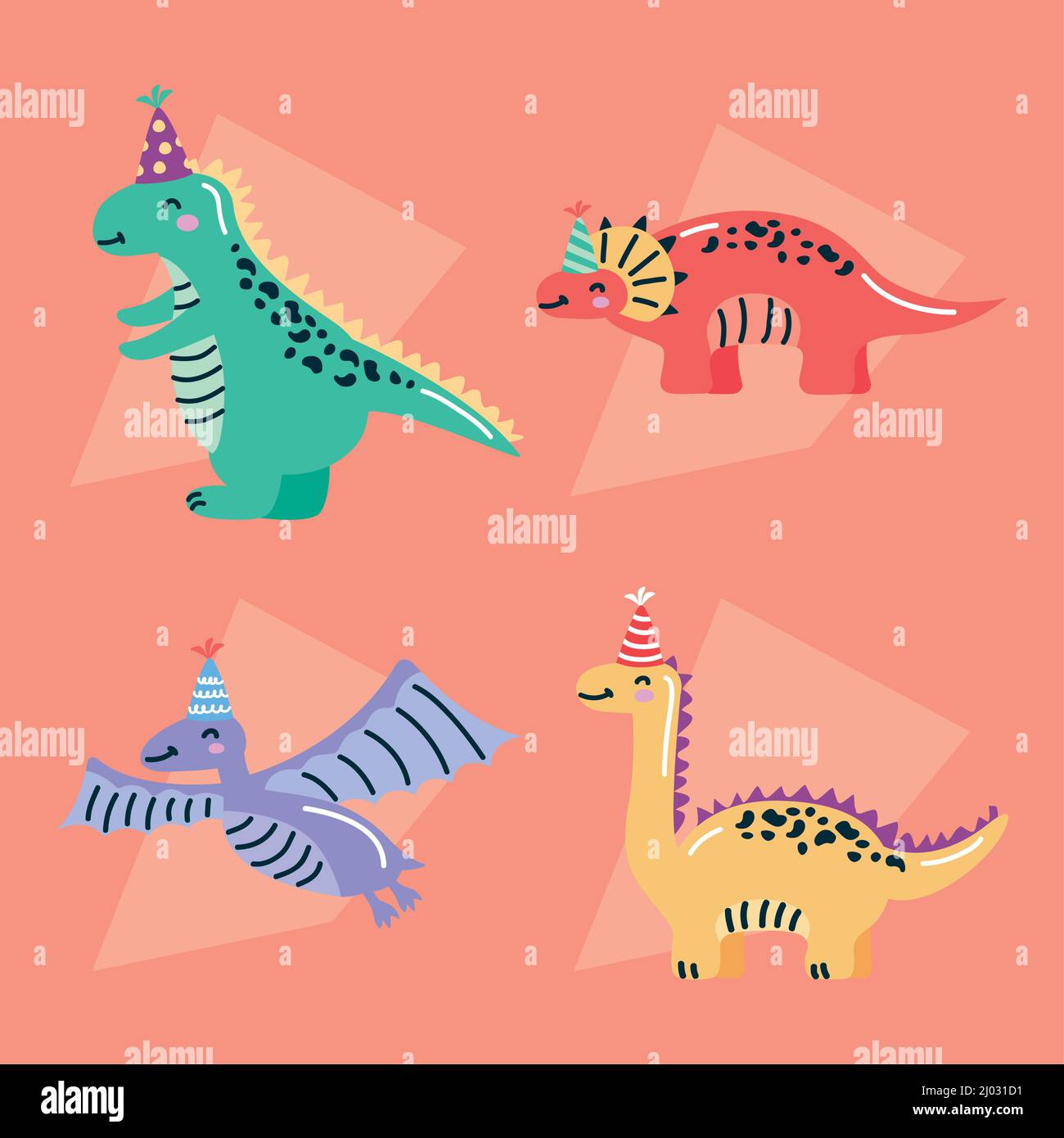 four dinosaurs in birthday celebration Stock Vector Image & Art - Alamy