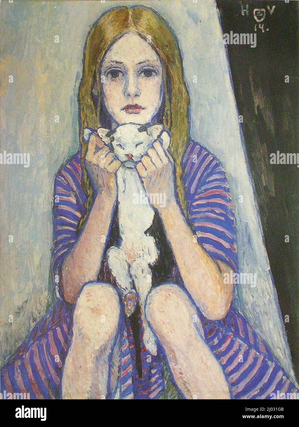 Heinrich Vogeler - Girl with a Cat - 1914 Stock Photo - Alamy