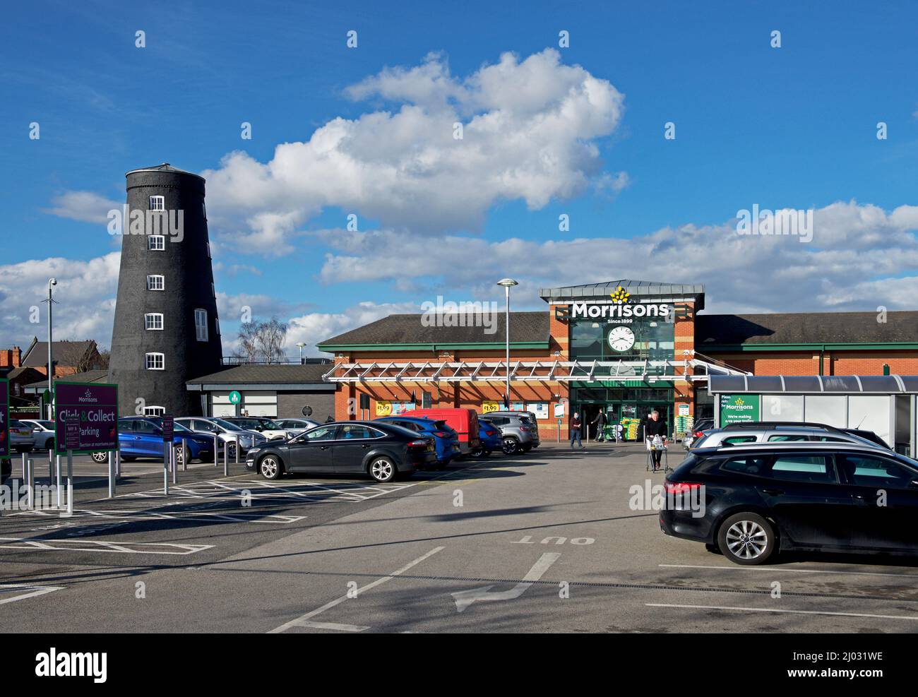 Morrisons supermarket, incorporating windmill, in Goole, East Yorkshire ...