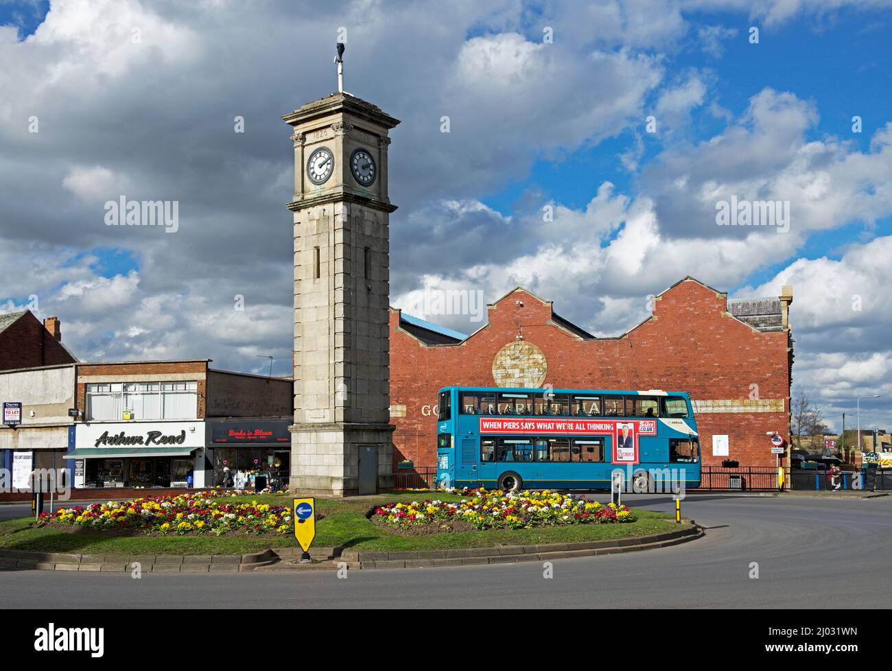 The clock-tower and market hall, Goole, East Yorkshire, England UK ...