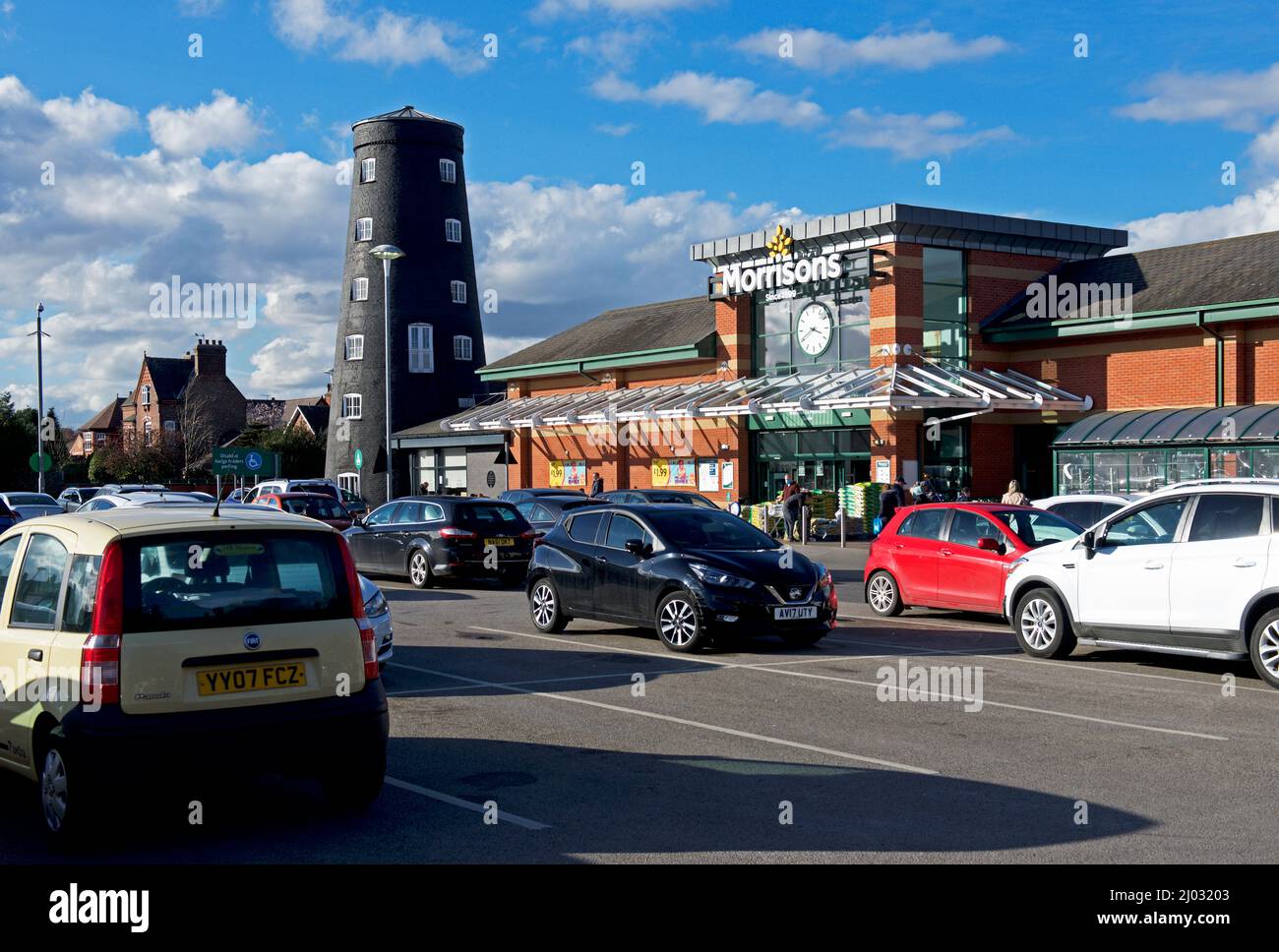 Morrisons supermarket, incorporating windmill, in Goole, East Yorkshire ...