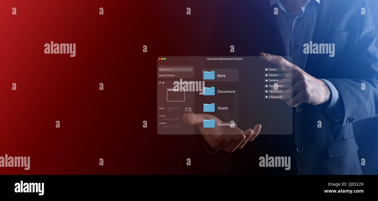 Document management concept. Virtual screen icons Document Management ...
