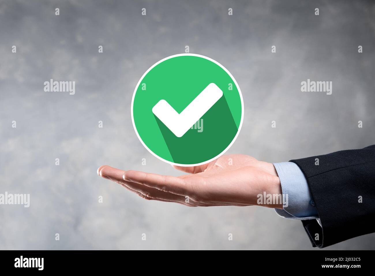 Hand holds green icon Check mark,Check Mark Sign, Tick Icon,right sign ...