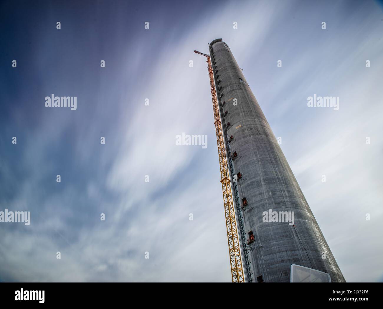 Low angle shot of the construction site of the new Thyssen Krupp ...