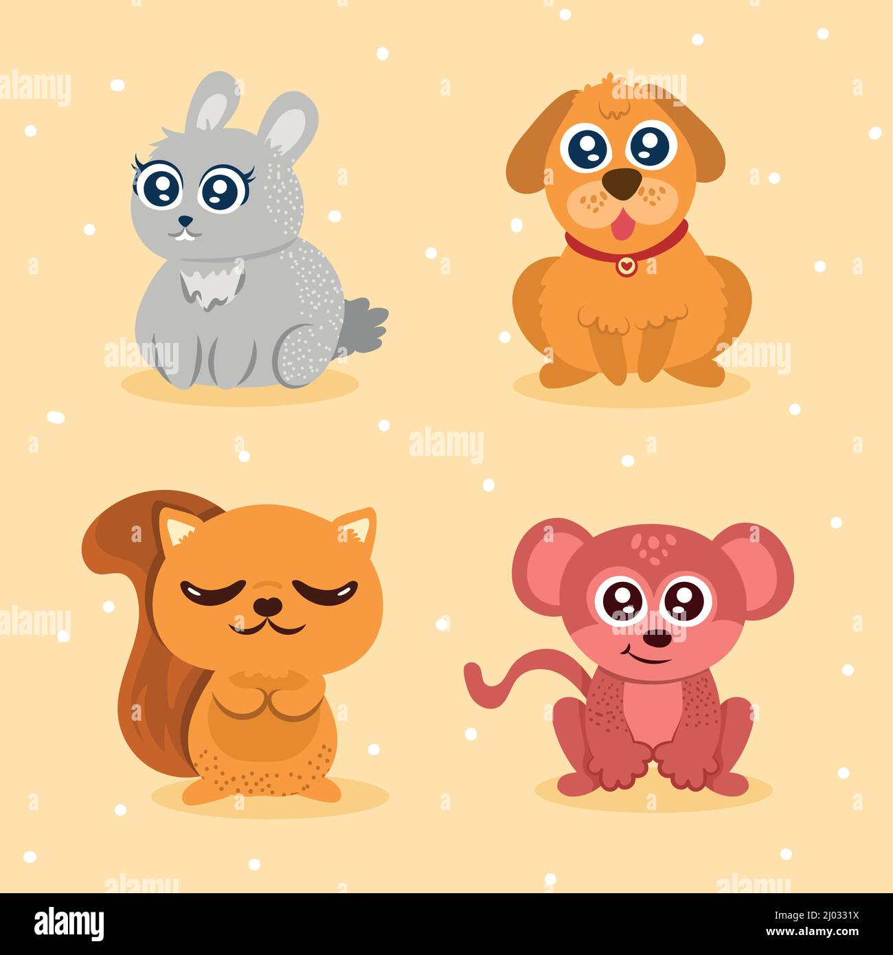 four cute animals characters group Stock Vector Image & Art - Alamy