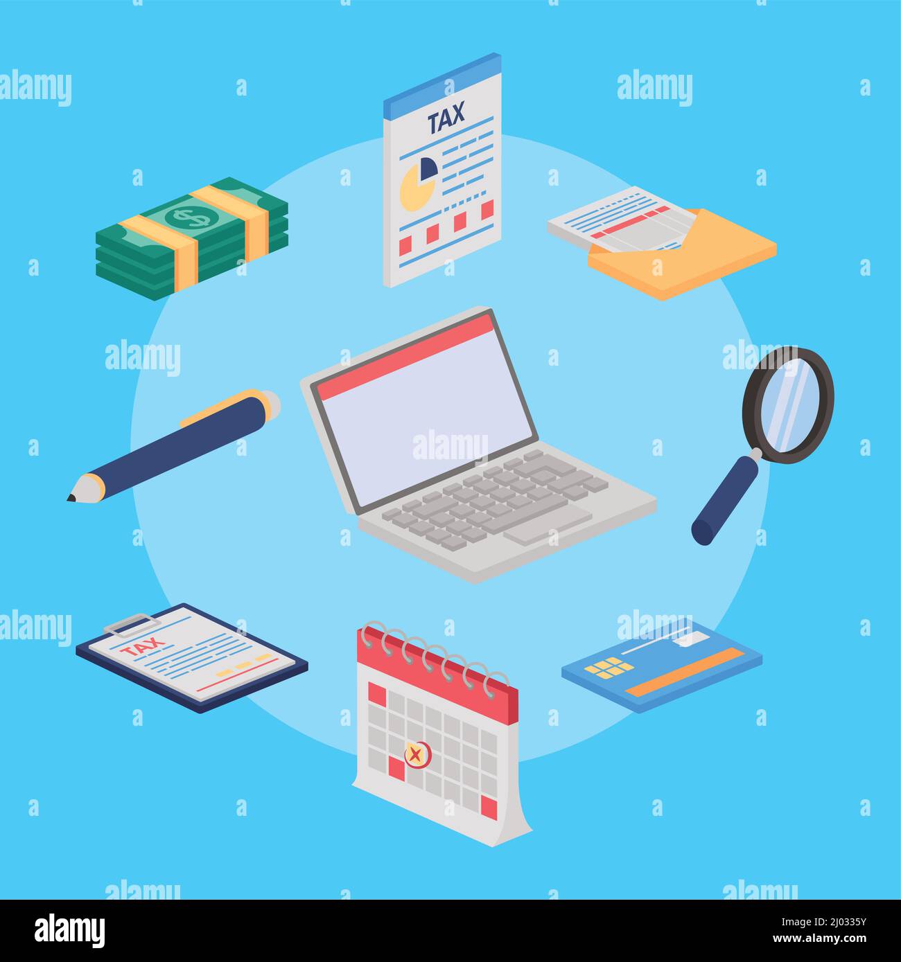 Tax icons isometric hi-res stock photography and images - Alamy