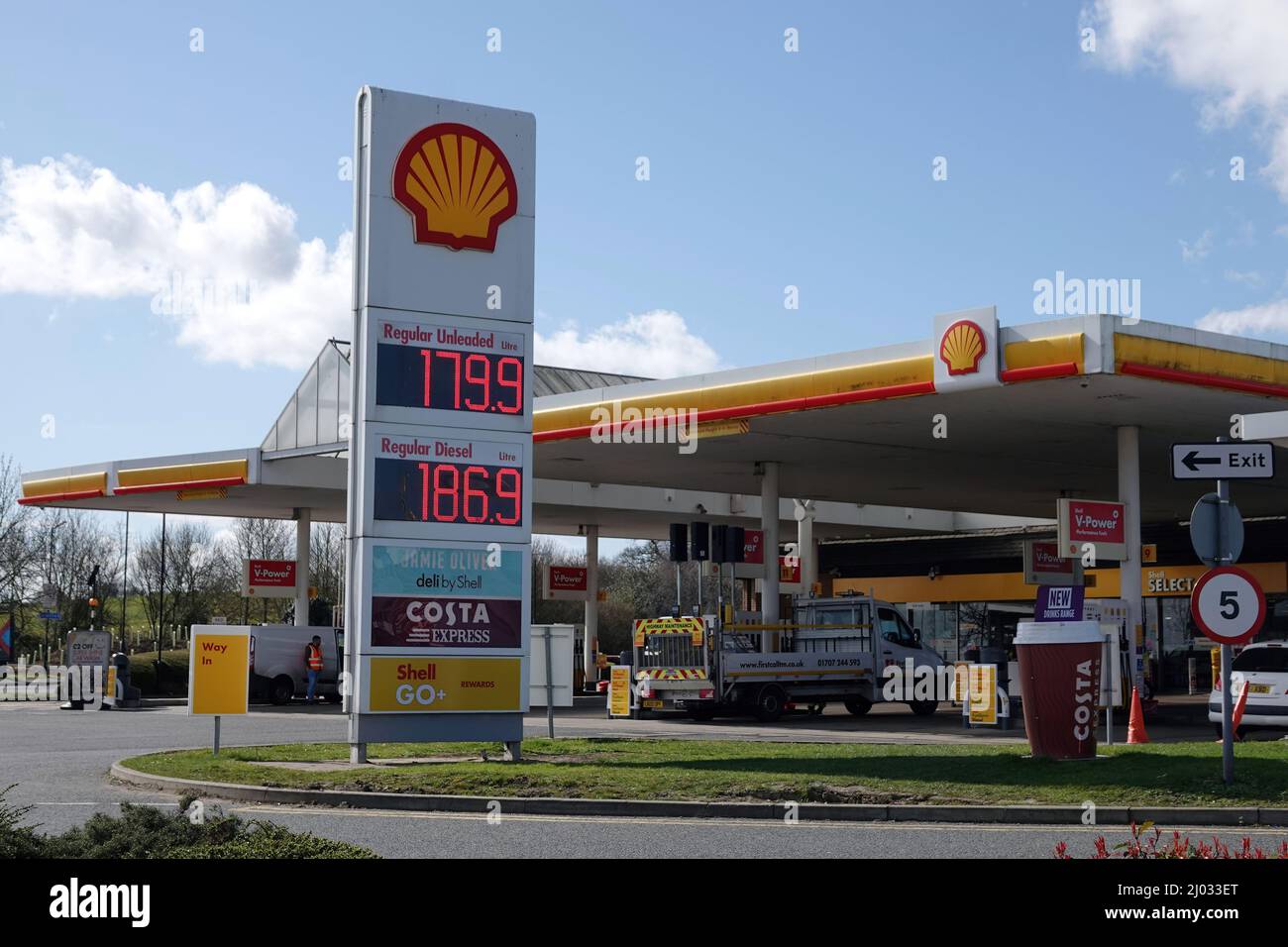 A Shell petrol station displaying high fuel prices following the ...