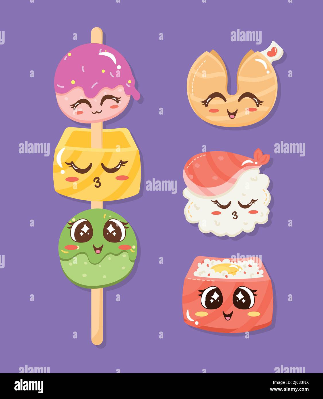 japanese food kawaii four characters Stock Vector Image & Art - Alamy