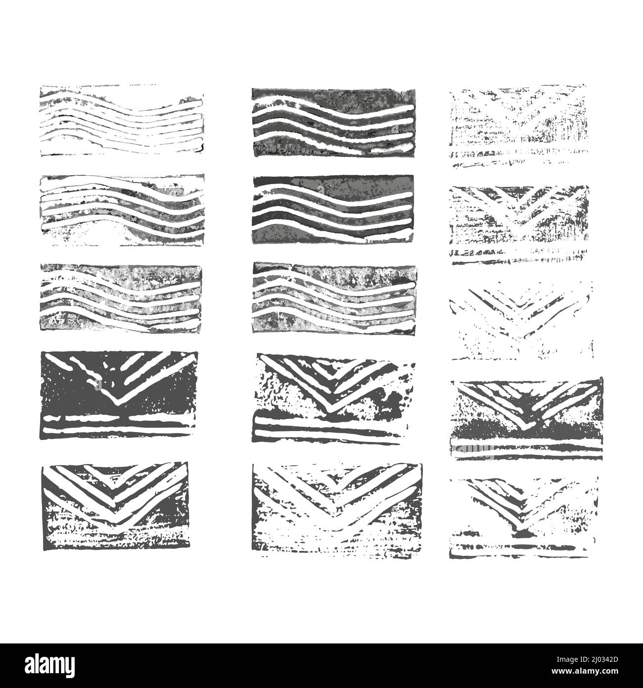 Stamp imprint decorative hand drawn tracing, set wave letter envelope ...