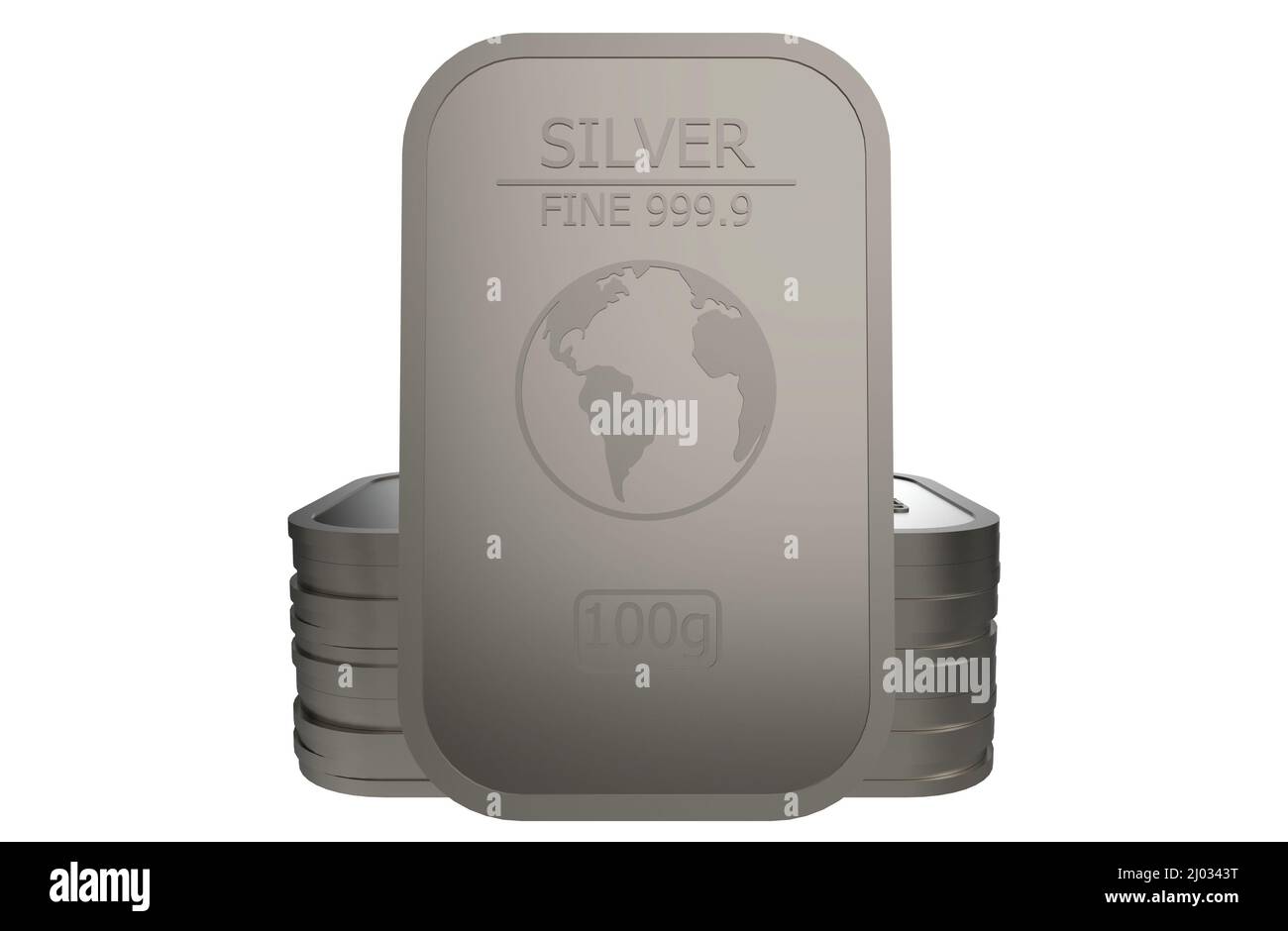 silver bullion bar isolated 3d illustration rendering Stock Photo - Alamy