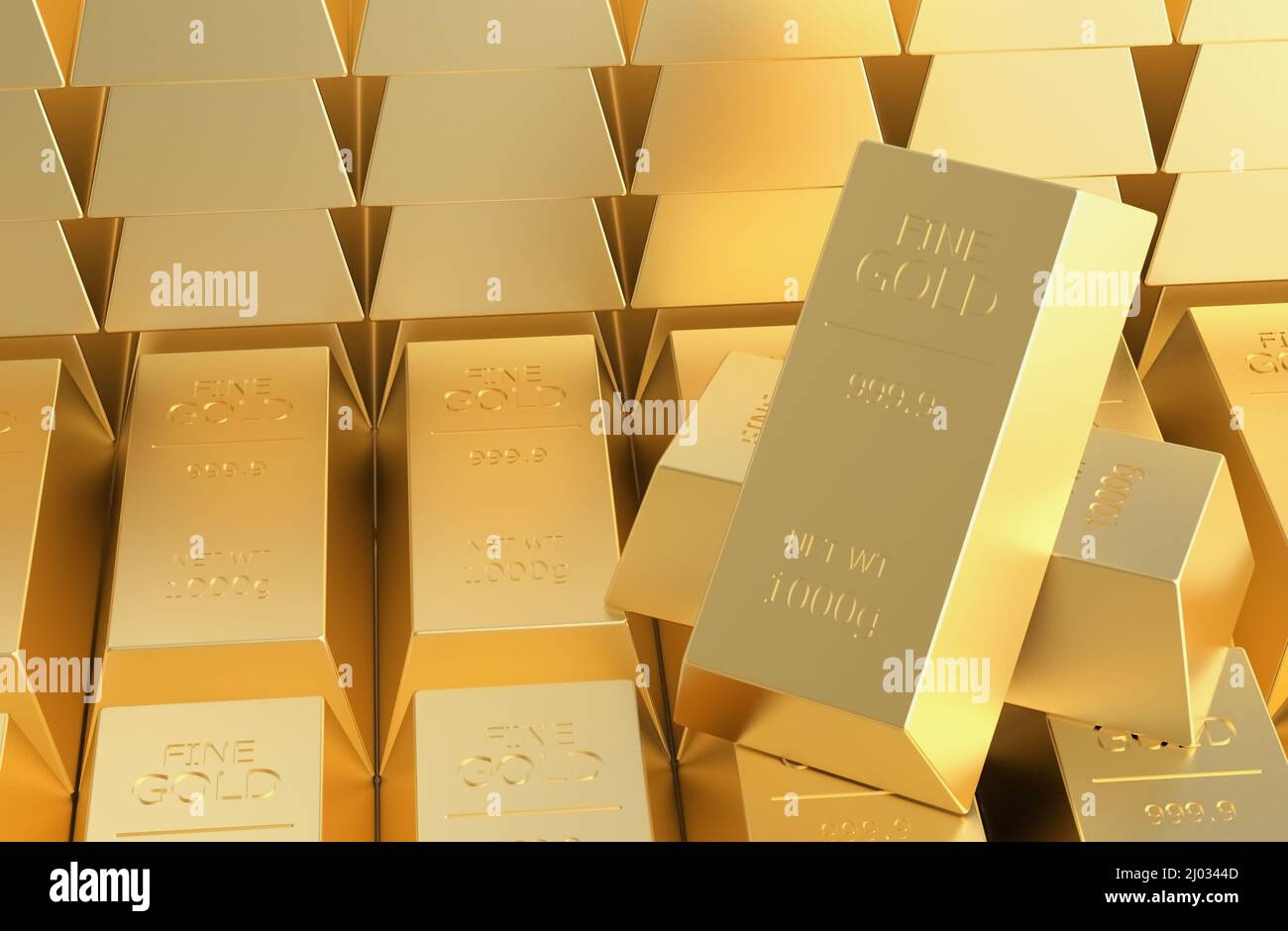 stock of gold bullion in golden background 3d rendering illustration ...