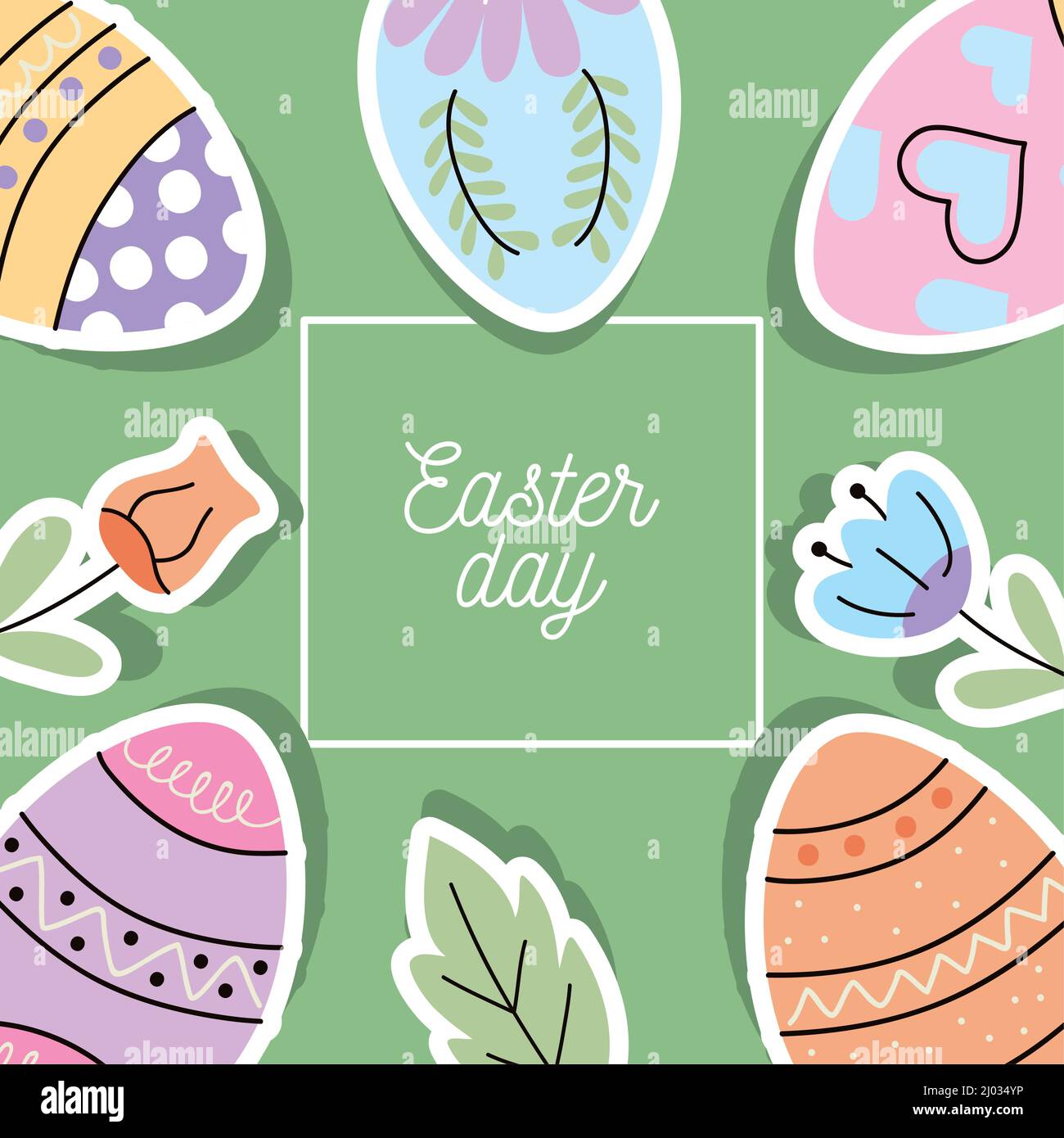 happy easter frame with eggs Stock Vector Image & Art - Alamy