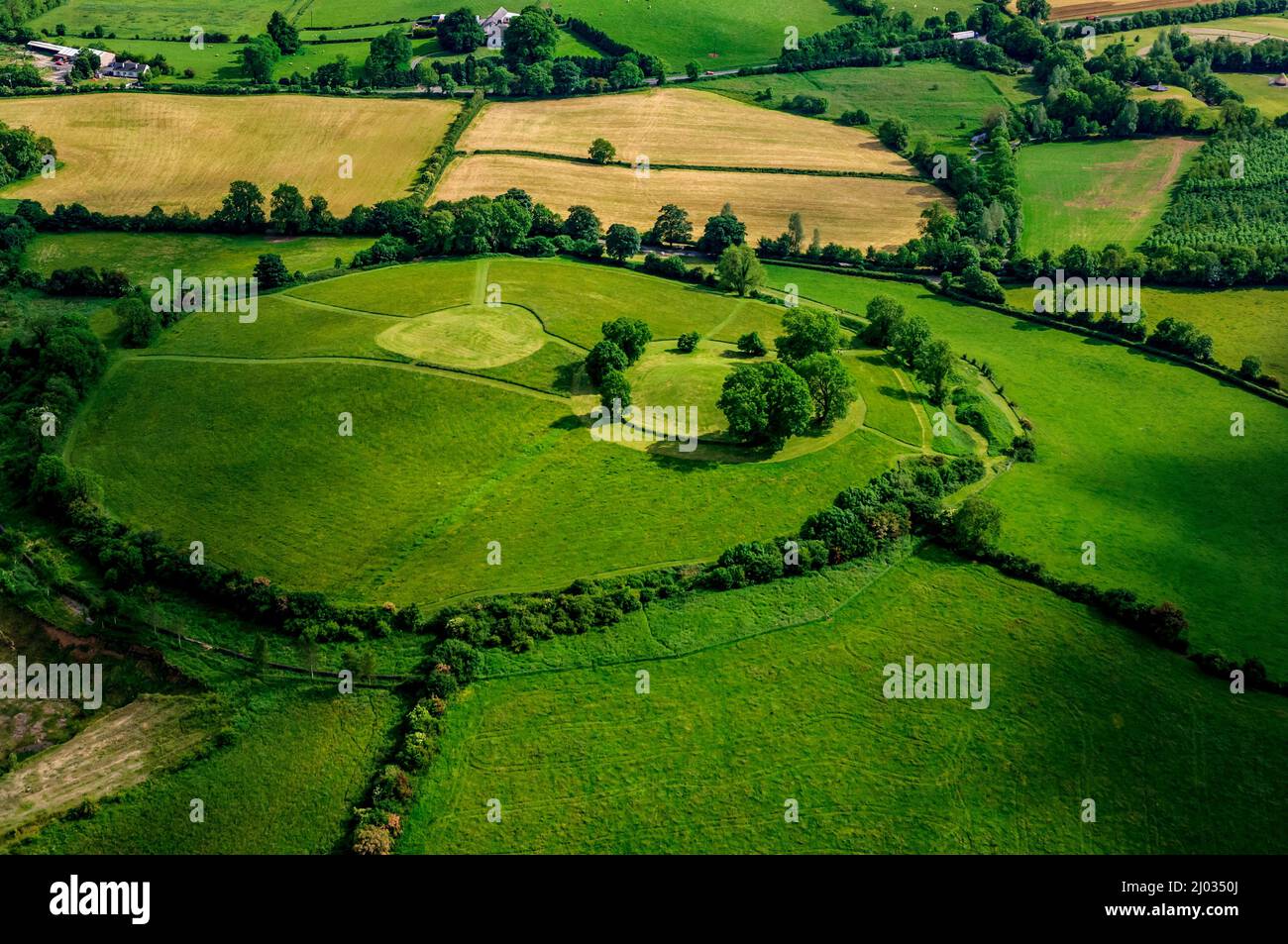 Aerial of Navan Fort, County Armagh, Northern Ireland, Emain Macha ...