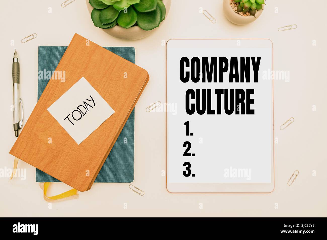 Hand writing sign Company Culture. Concept meaning The environment and ...
