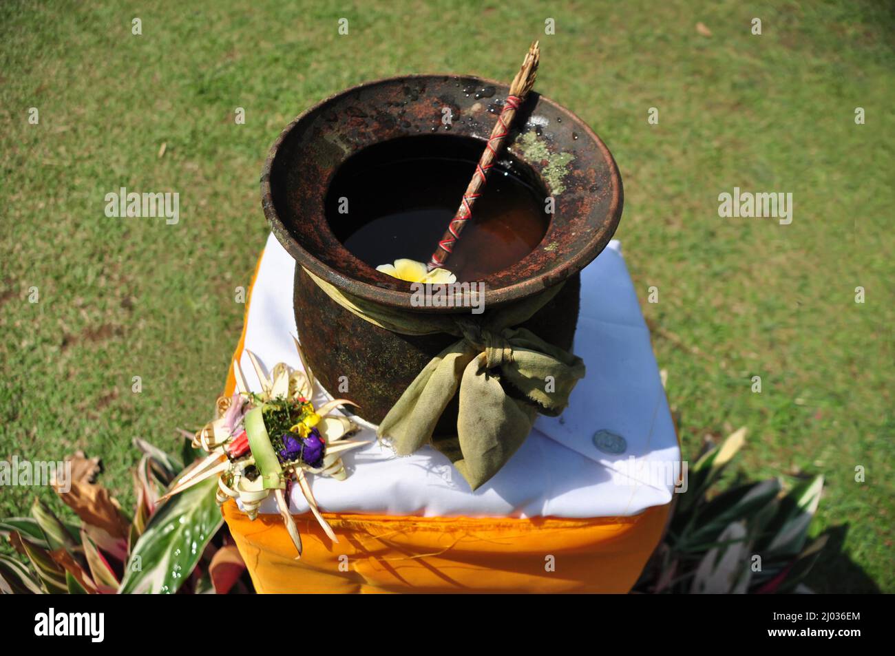 Holy water at Hindu religious events, before entering the temple ...