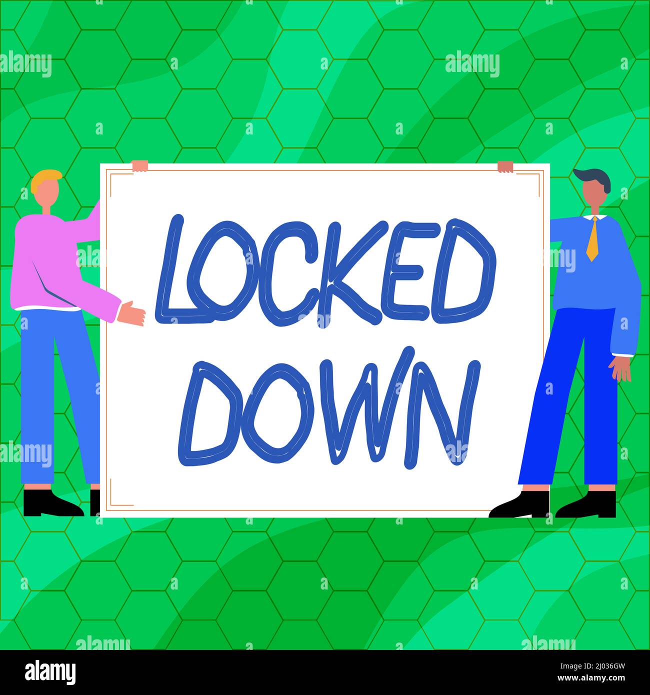 Text caption presenting Locked Down. Business concept emergency measure ...