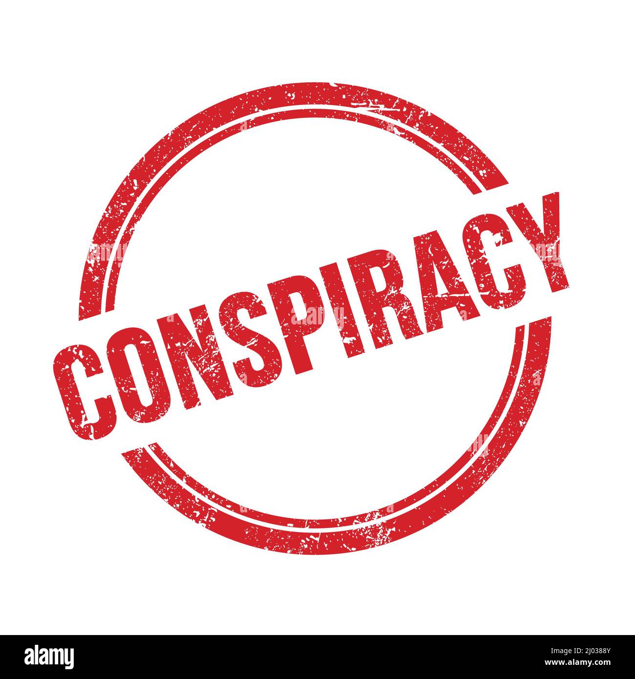 CONSPIRACY text written on red grungy vintage round stamp Stock Photo ...