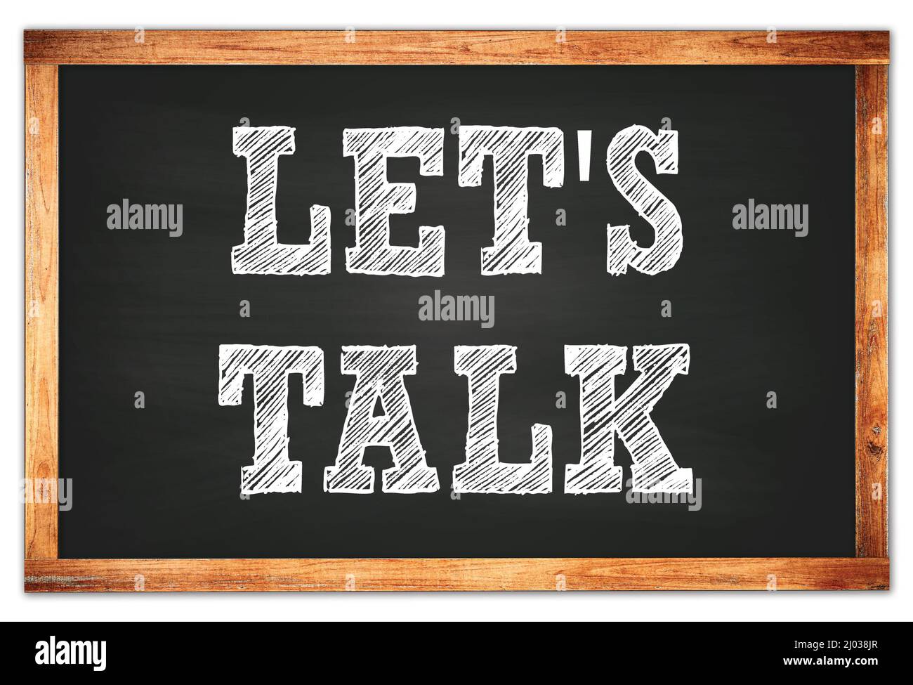 LET'S TALK written on black wooden frame school blackboard Stock Photo ...