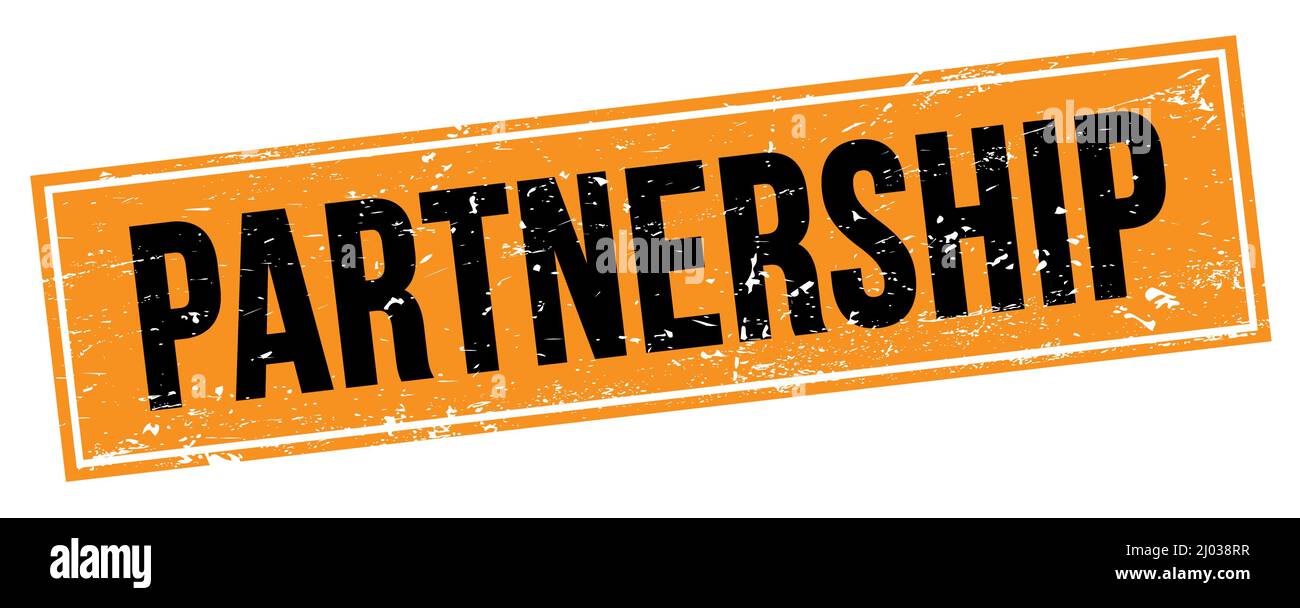PARTNERSHIP text on black orange grungy rectangle stamp sign Stock ...