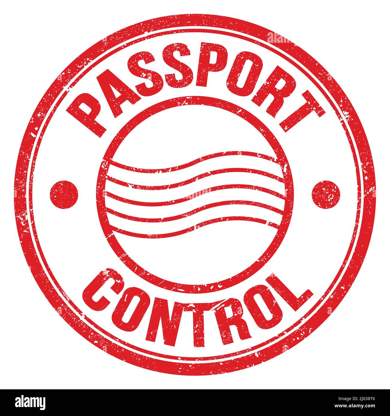 PASSPORT CONTROL text written on red round postal stamp sign Stock ...