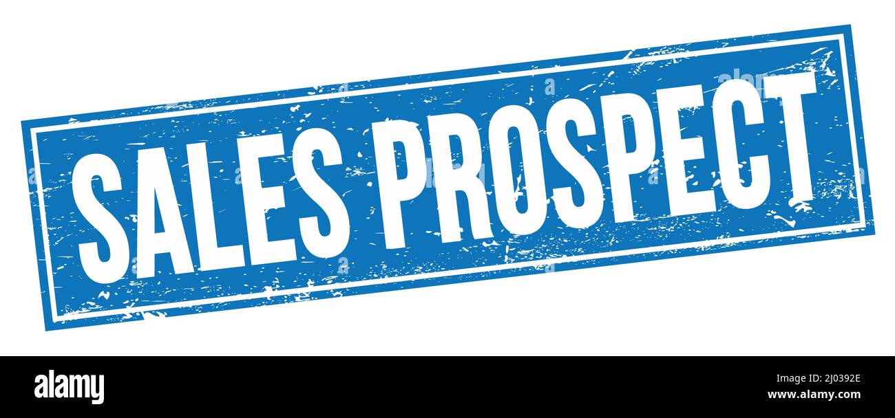 SALES PROSPECT, words written on blue stamp sign Stock Photo - Alamy