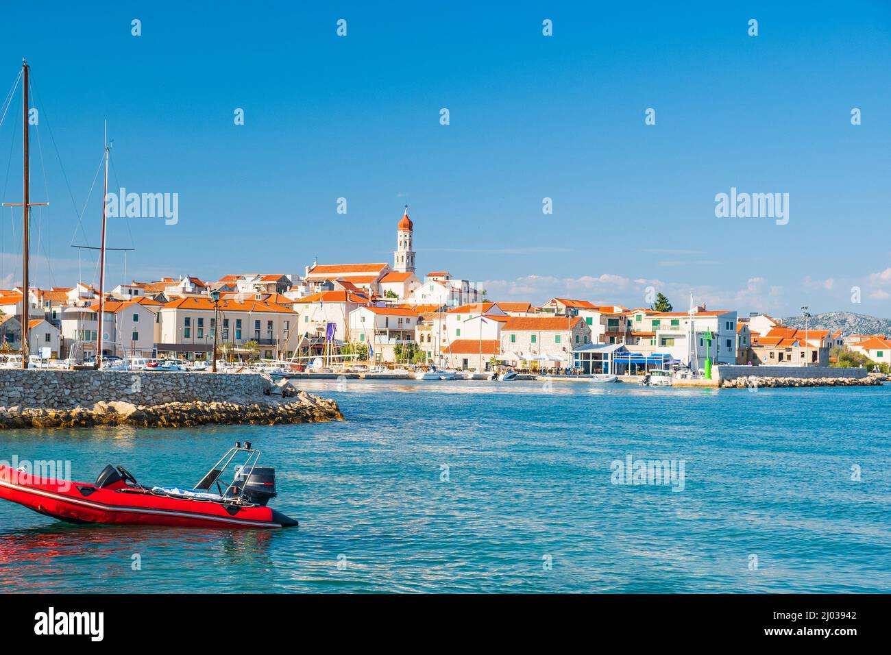Marina in the old town of Betina on Murter island in Dalmatia, Croatia ...