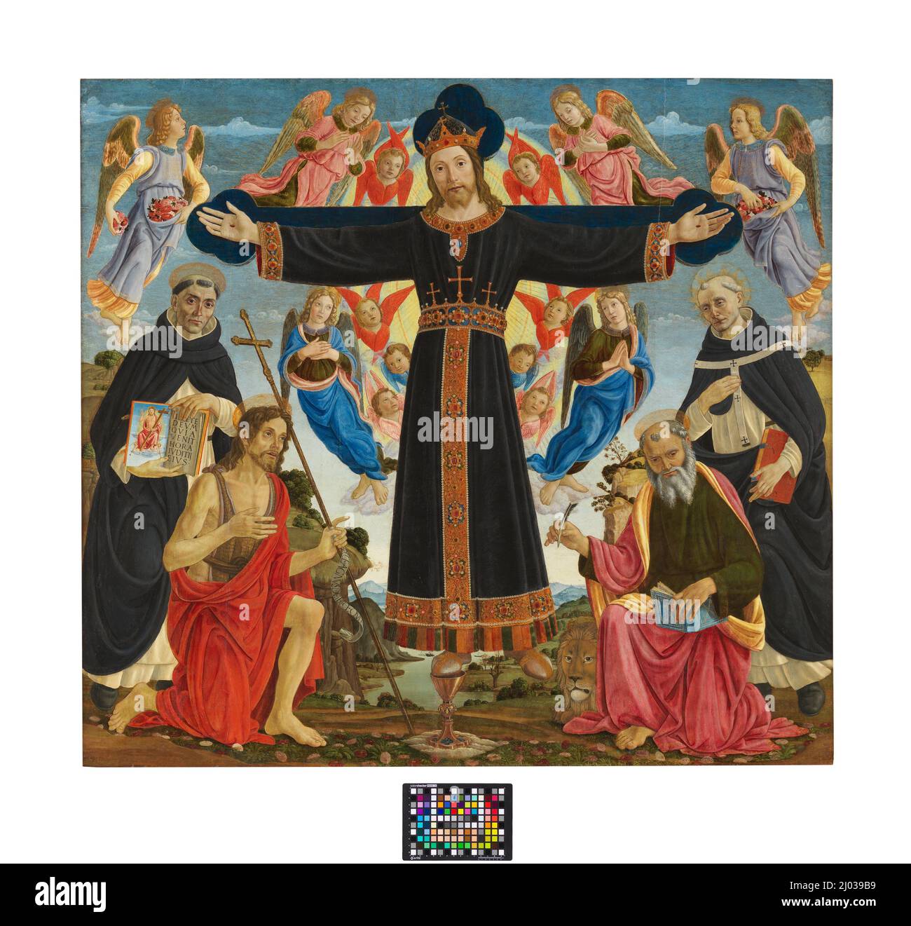 Christ on the Cross with Saints Vincent Ferrer, John the Baptist, Mark ...