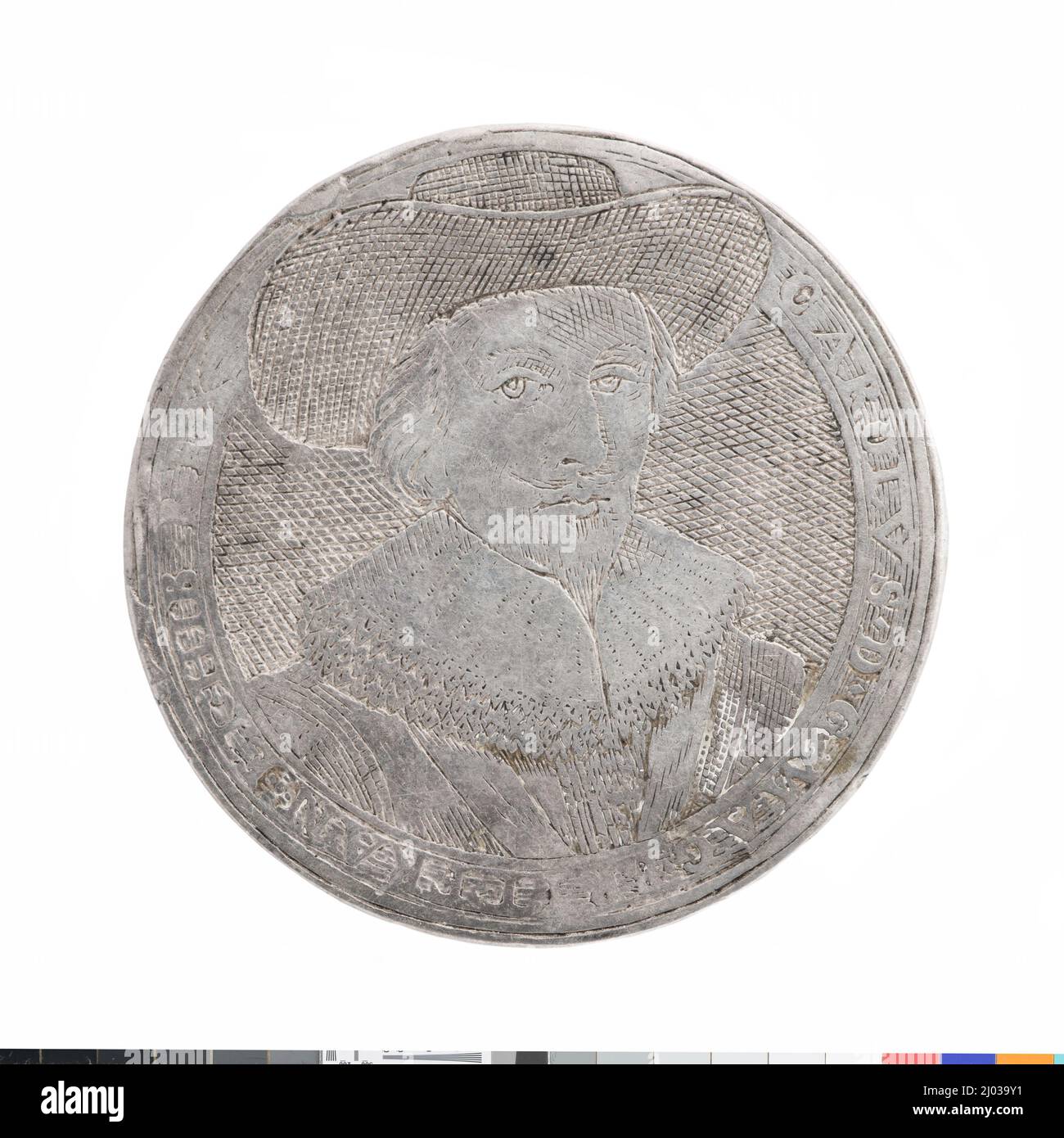 James I and Prince Charles. England,. Silver counter, engraved, 17th ...