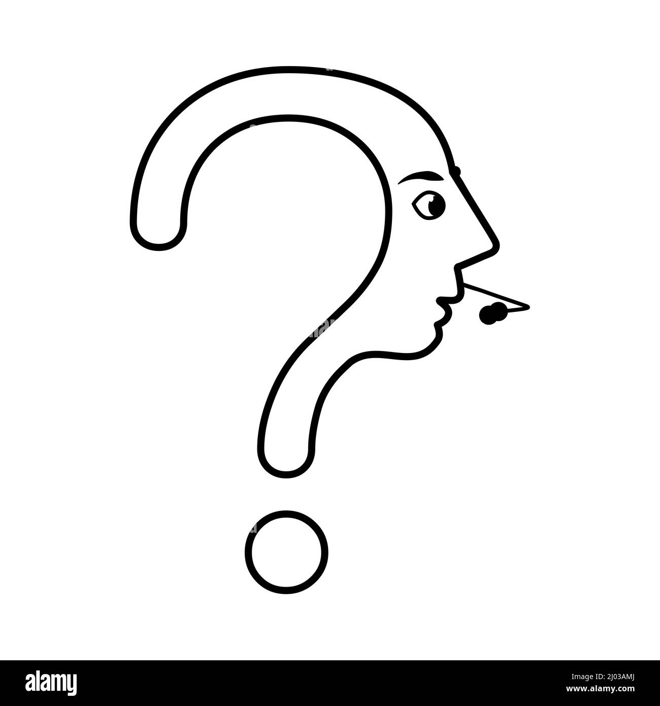 Call center operator Question mark with face icon. Face profile ...